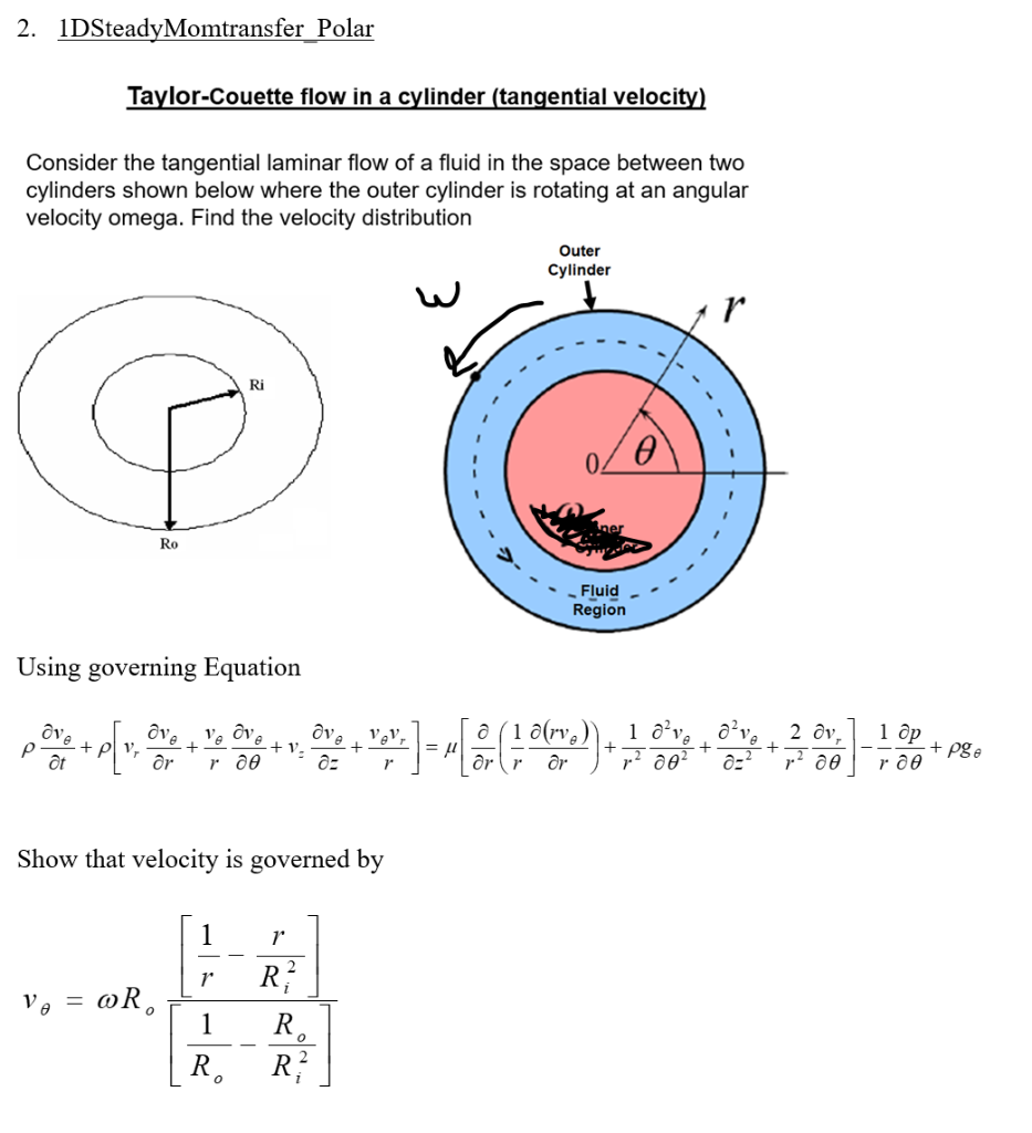 Solved Taylor-Couette flow in a cylinder (tangential | Chegg.com Solved Taylor-Couette flow in a cylinder (tangential | Chegg.com