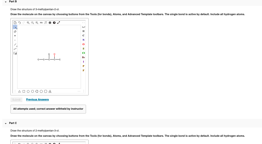 Solved Part B Draw the structure of 3-methylpentan-2-ol. | Chegg.com