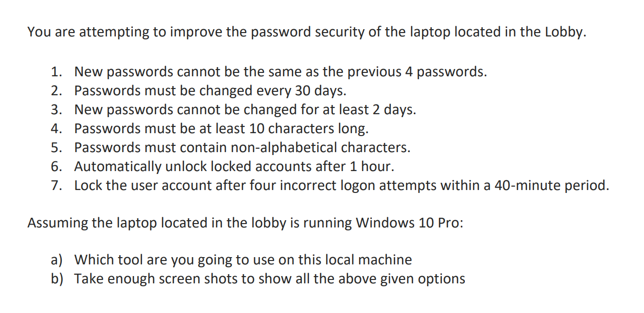 Part 1: You are the security analyst for a small | Chegg.com