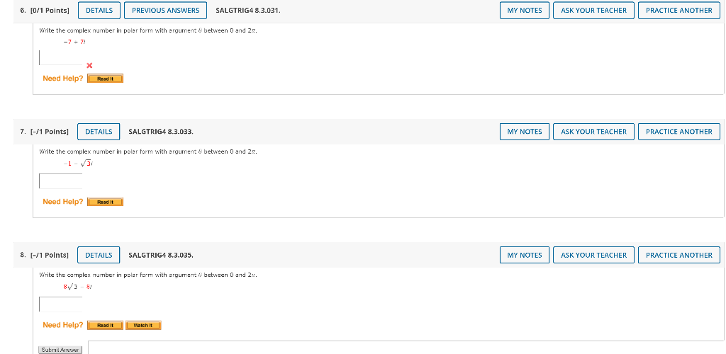 Solved 6. [0/1 Points] DETAILS PREVIOUS ANSWERS SALGTRIG4 | Chegg.com