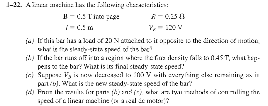 Solved 1-22. A linear machine has the following | Chegg.com