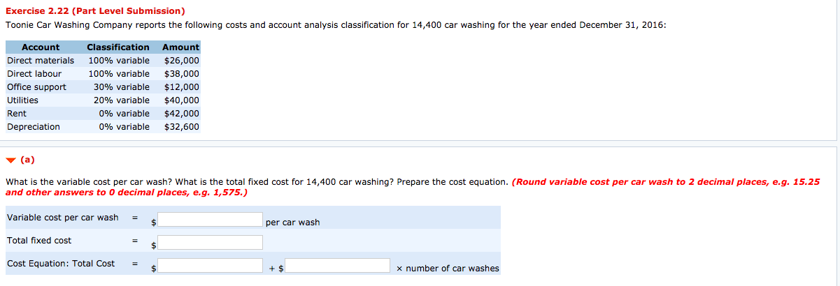 Solved Exercise 2.22 (Part Level Submission) Toonie Car | Chegg.com