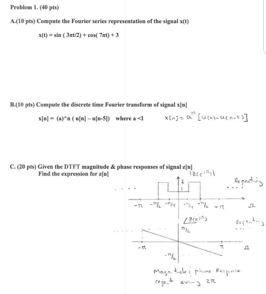 Solved Problem 1. (40 pts) A.(10 pts) Compute the Fourier | Chegg.com Solved Problem 1. (40 pts) A.(10 pts) Compute the Fourier | Chegg.com