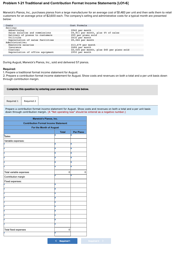 Solved Problem 1-21 Traditional and Contribution Format | Chegg.com