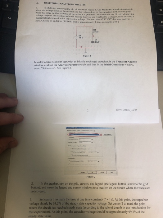 Solved RESISTOR-CAPACITOR CIRCUITS A. In Multisim, construct | Chegg.com
