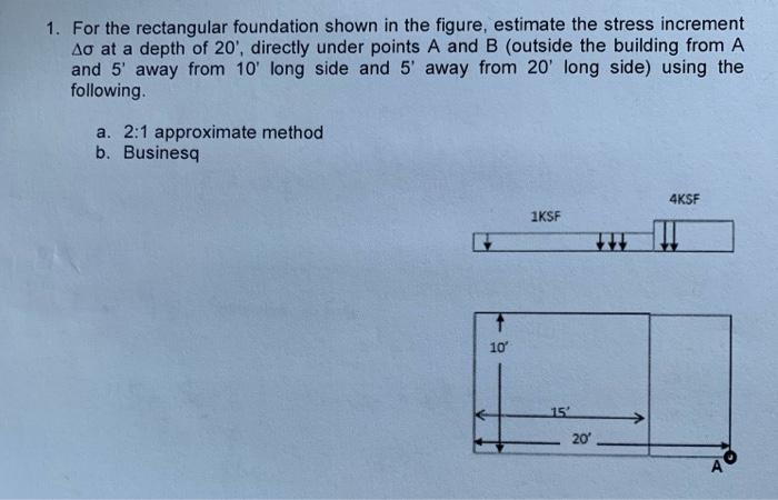 Solved 1. For the rectangular foundation shown in the | Chegg.com