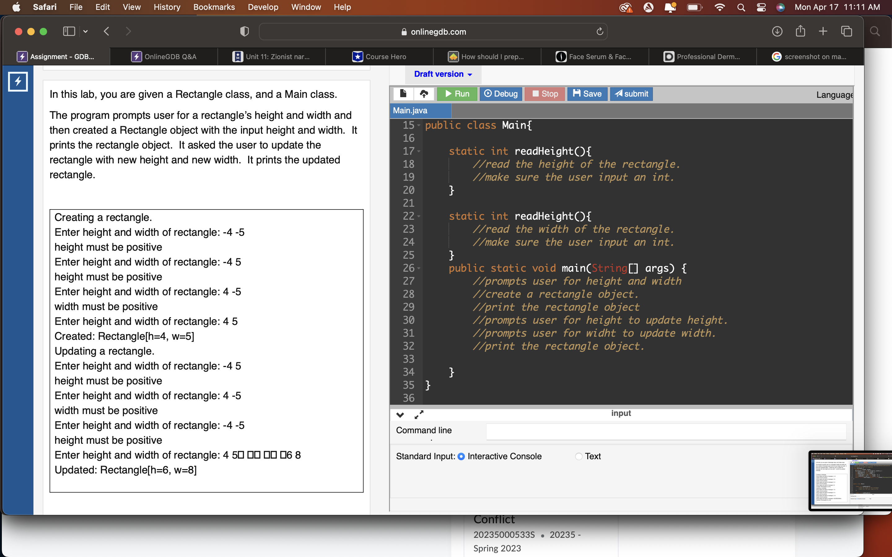 Solved In this lab, you are given a Rectangle class, and a | Chegg.com