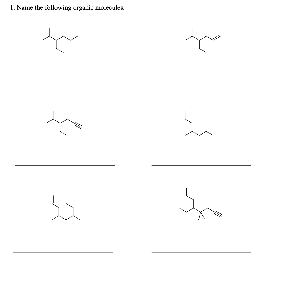 Solved 1. Name the following organic molecules. | Chegg.com