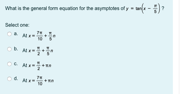 Solved What is the general form equation for the asymptotes | Chegg.com