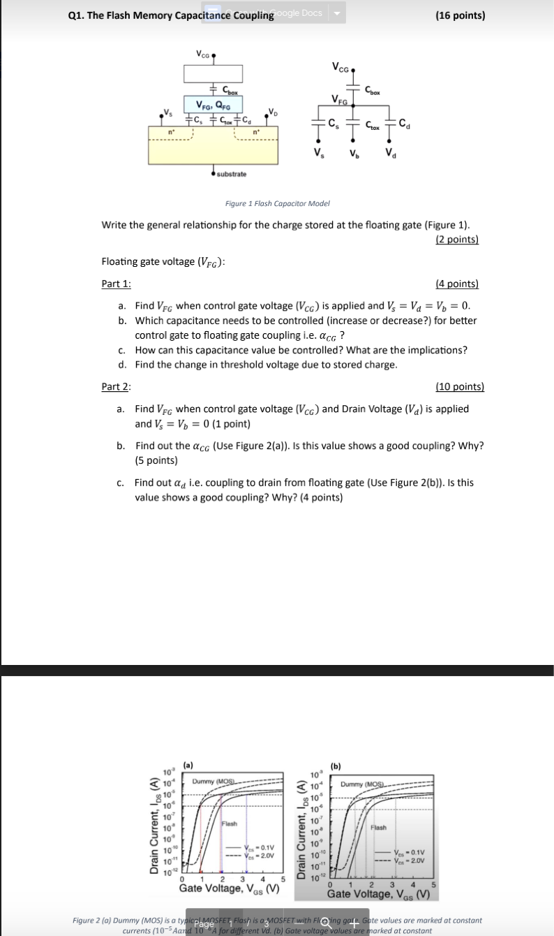Solved Q1. The Flash Memory Capacitance Coupling (16 points) | Chegg.com