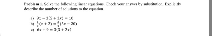 Solved Problem 1. Solve the following linear equations. | Chegg.com