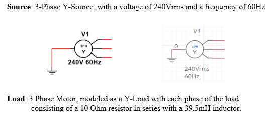 Solved Source: 3-Phase Y-Source, with a voltage of 240Vrms | Chegg.com