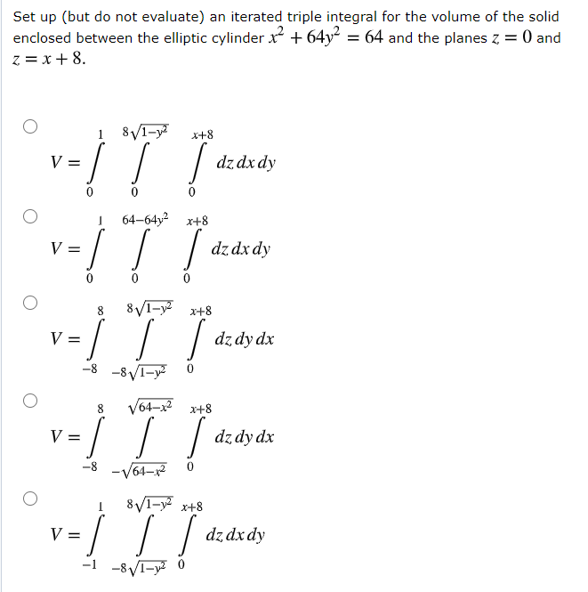 Solved Set up (but do not evaluate) an iterated triple | Chegg.com