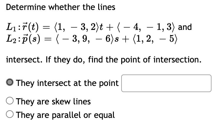 Solved Determine whether the lines | Chegg.com