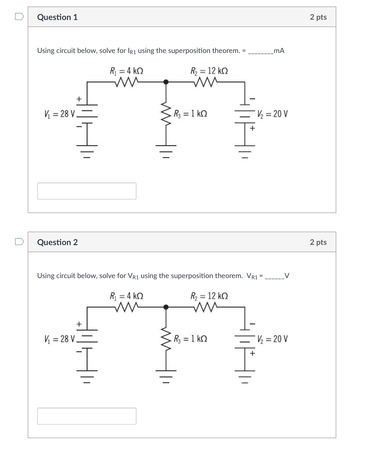 Solved Using circuit below, solve for IR1 using the | Chegg.com