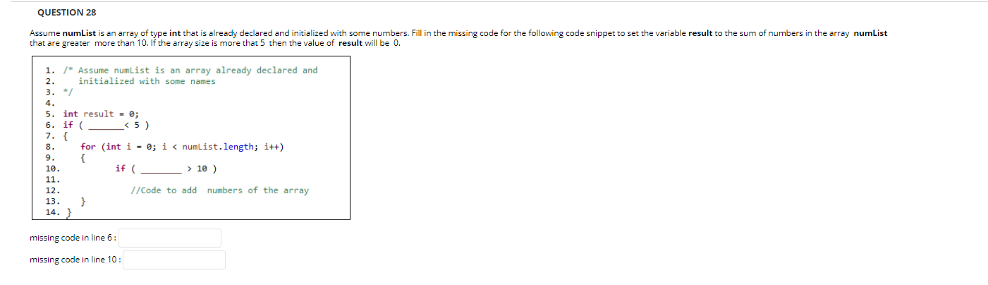 Solved QUESTION 28 Assume numList is an array of type int | Chegg.com