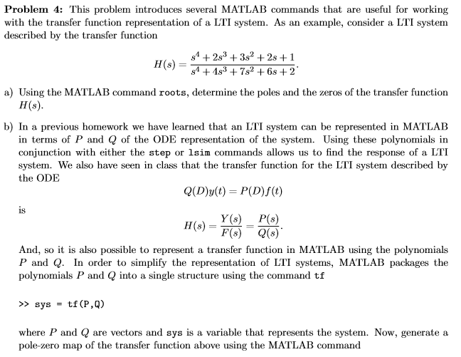 Solved Problem 4: This problem introduces several MATLAB | Chegg.com