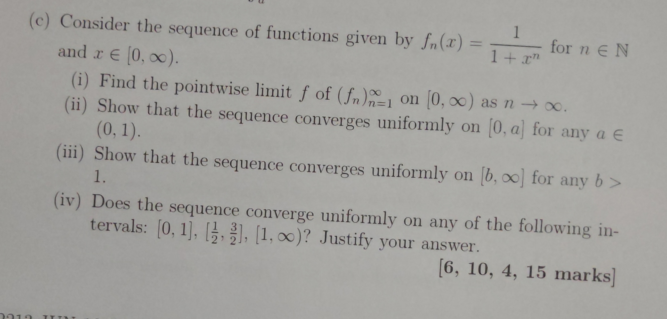 Solved (c) Consider the sequence of functions given by | Chegg.com