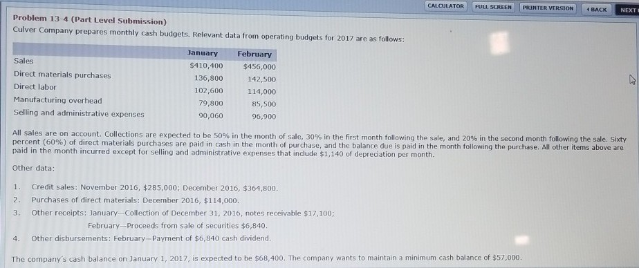 Solved: CALCULATOR FULL SCREEN PRINTER VERSION BACK NEXT P... | Chegg.com