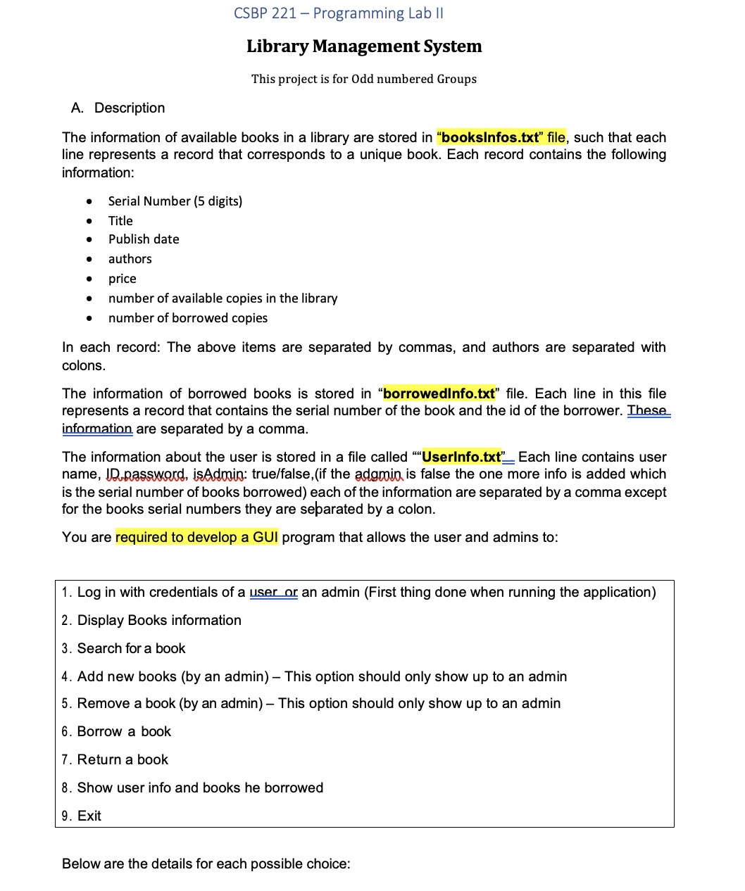 Solved Library Management System This project is for Odd | Chegg.com