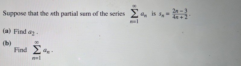 Solved Suppose that the nth partial sum of the series Σ an | Chegg.com