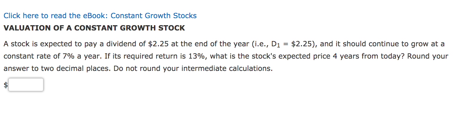 Solved Click here to read the eBook: Constant Growth Stocks | Chegg.com