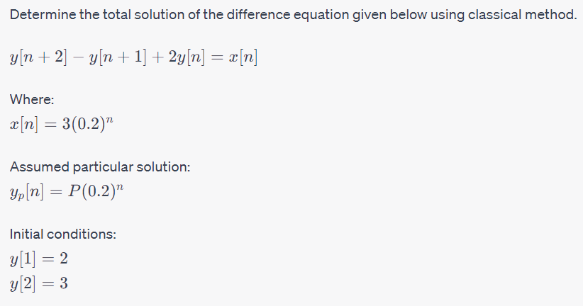 Solved Determine the total solution of the difference | Chegg.com