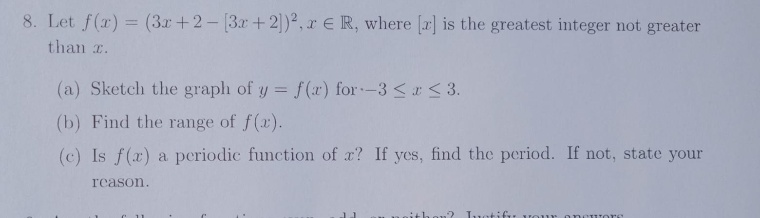 Solved Let f(x)=(3x+2-[3x+2])2,x in R, ﻿where x ﻿is the | Chegg.com