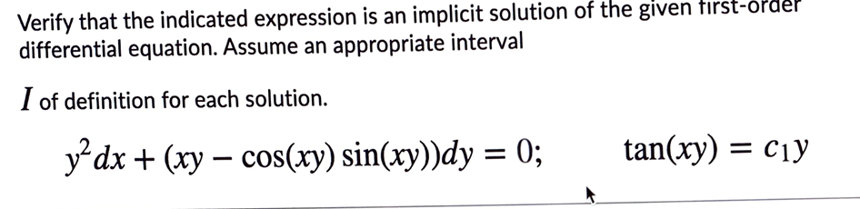 Solved Verify that the indicated expression is an implicit | Chegg.com