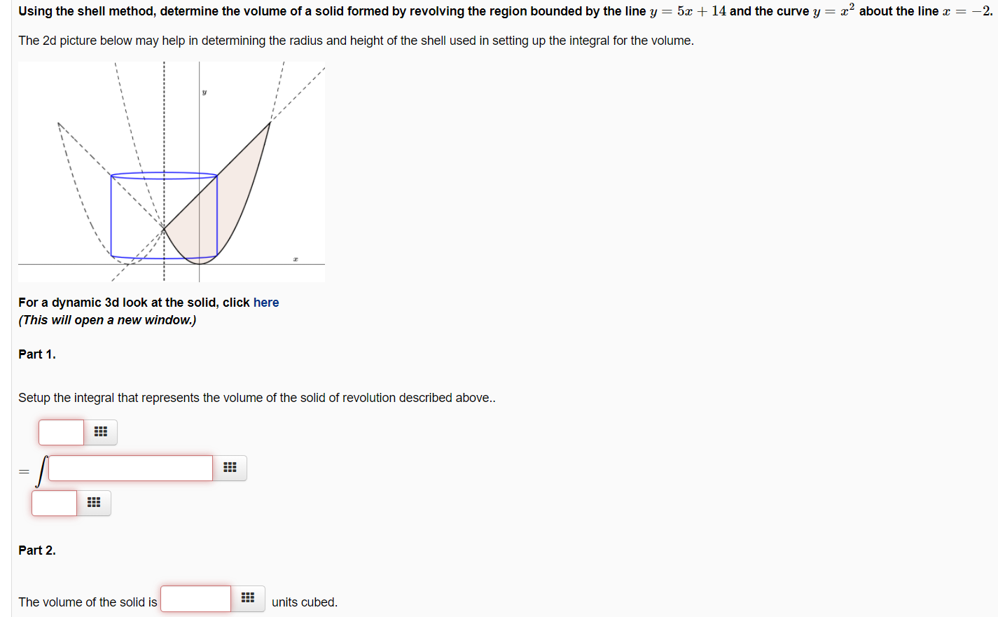 Solved Using The Shell Method Determine The Volume Of A