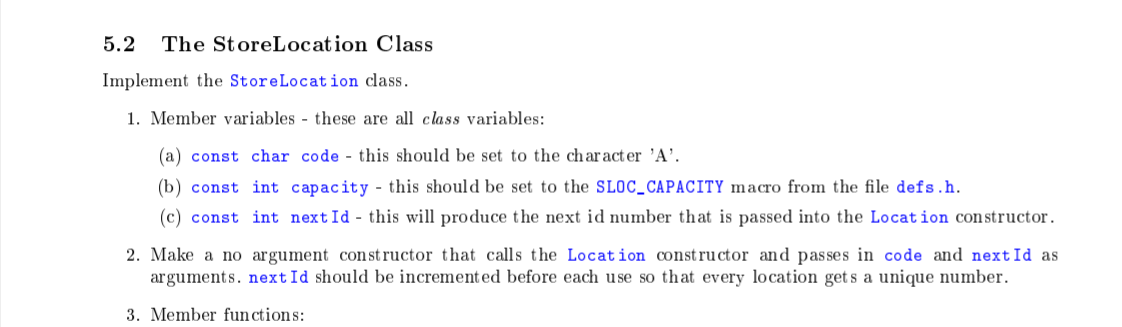 5.2 The StoreLocation Class Implement the Store | Chegg.com