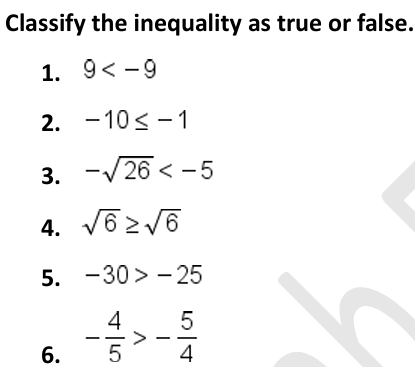 Solved Classify the inequality as true or | Chegg.com