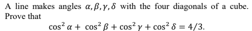 Solved A line makes angles a, b, y, 8 with the four | Chegg.com