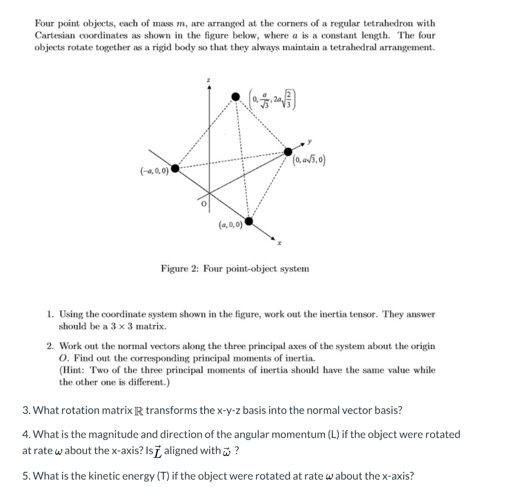 Four point objects, each of mass m, are arranged at | Chegg.com