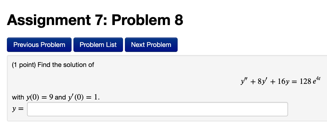 Solved Assignment 7: Problem 8 Previous Problem Problem List | Chegg.com