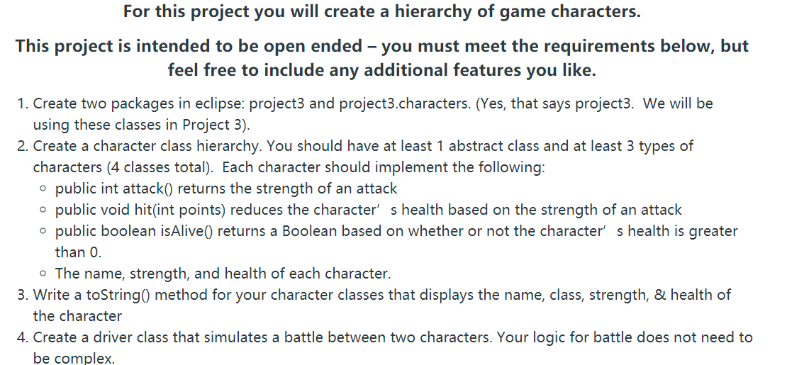 Solved For this project you will create a hierarchy of game | Chegg.com