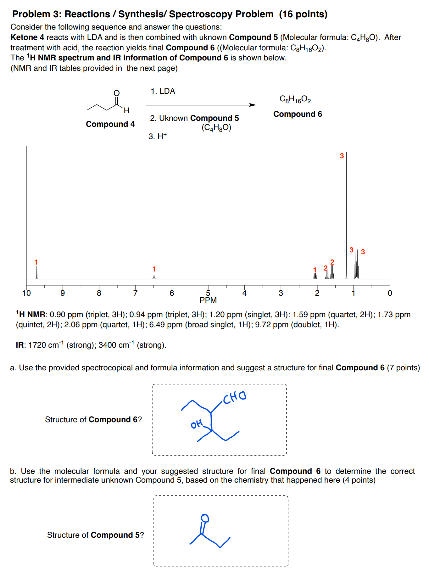 Solved Problem 3: Reactions / Synthesis/ Spectroscopy | Chegg.com