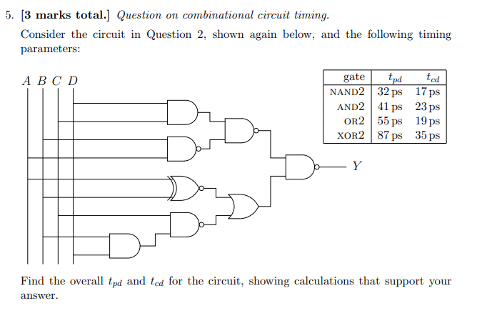 Solved 5. [3 marks total.] Question on combinational circuit | Chegg.com