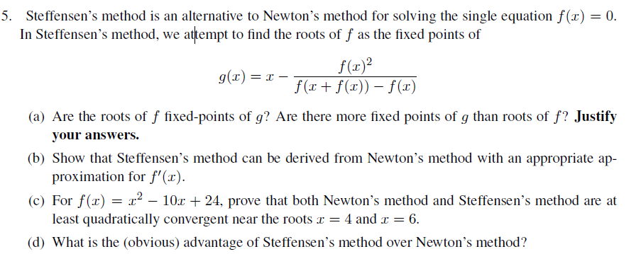 Solved Steffensen's method is an alternative to Newton's | Chegg.com