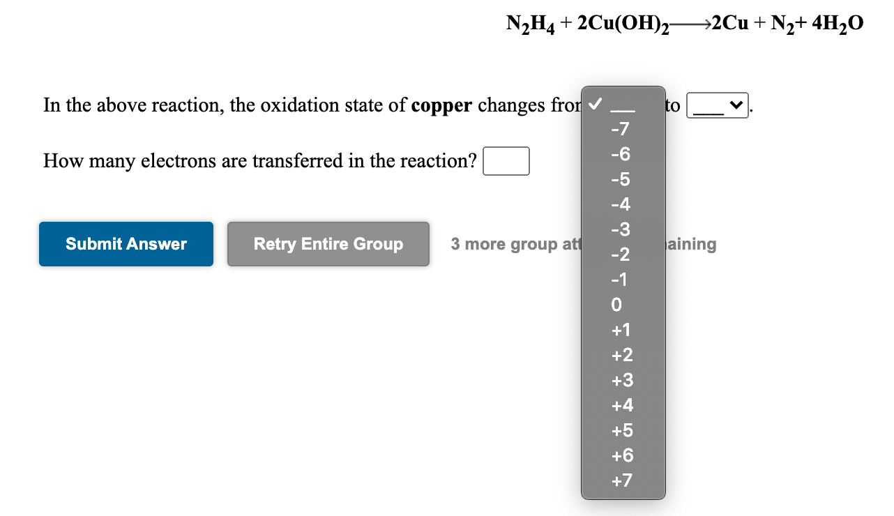 Solved N2H4 + 2Cu(OH)2 →2Cu + N2+ 4H20 In the above | Chegg.com