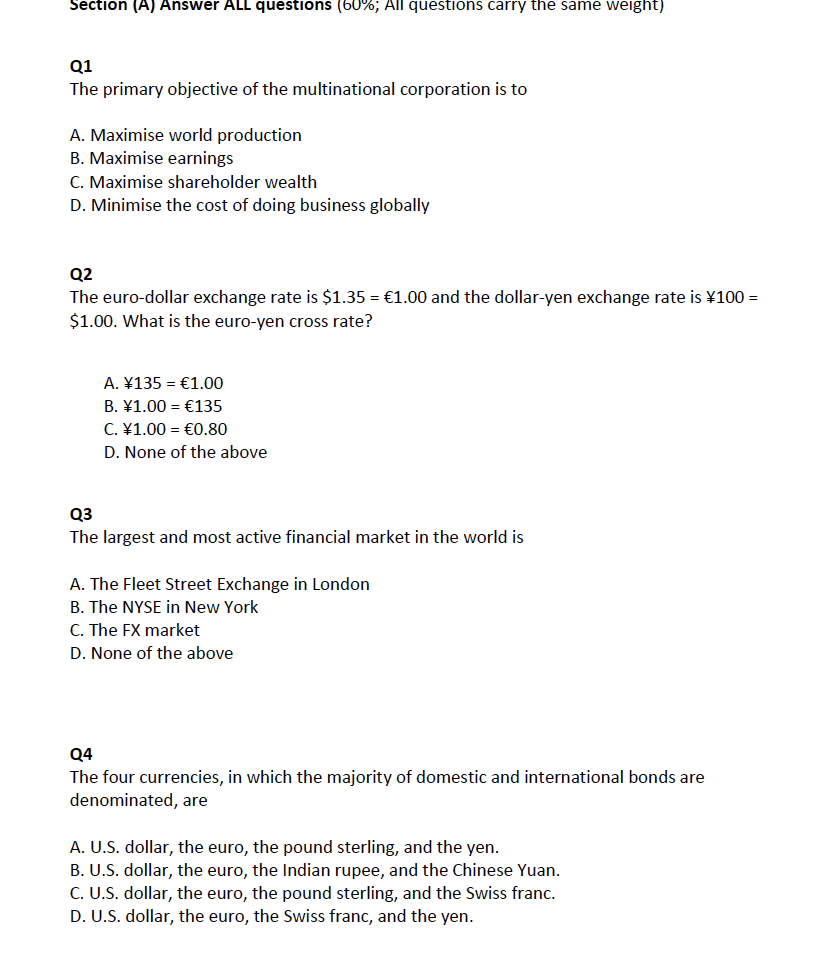 Solved Section (A) Answer ALL questions (60%, All questions | Chegg.com