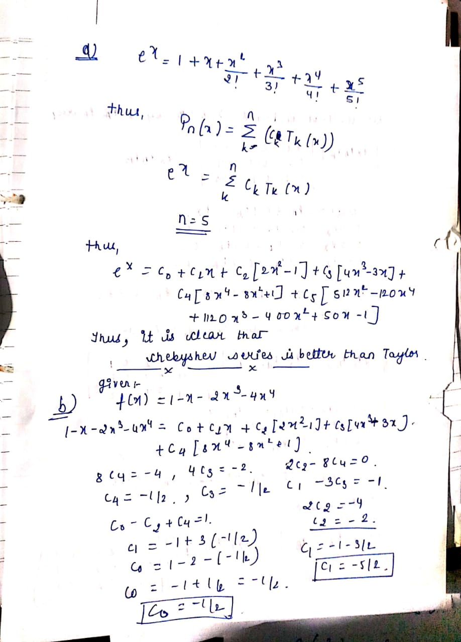 Solved (a) The function ex is to be approximated by a | Chegg.com