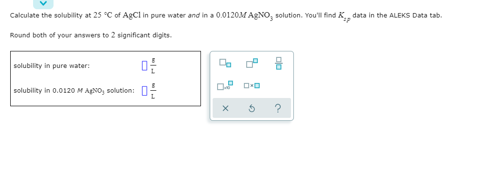 Solved Calculate the solubility at 25 °C of AgCl in pure | Chegg.com