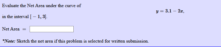 Solved Evaluate the Net Area under the curve of in the | Chegg.com