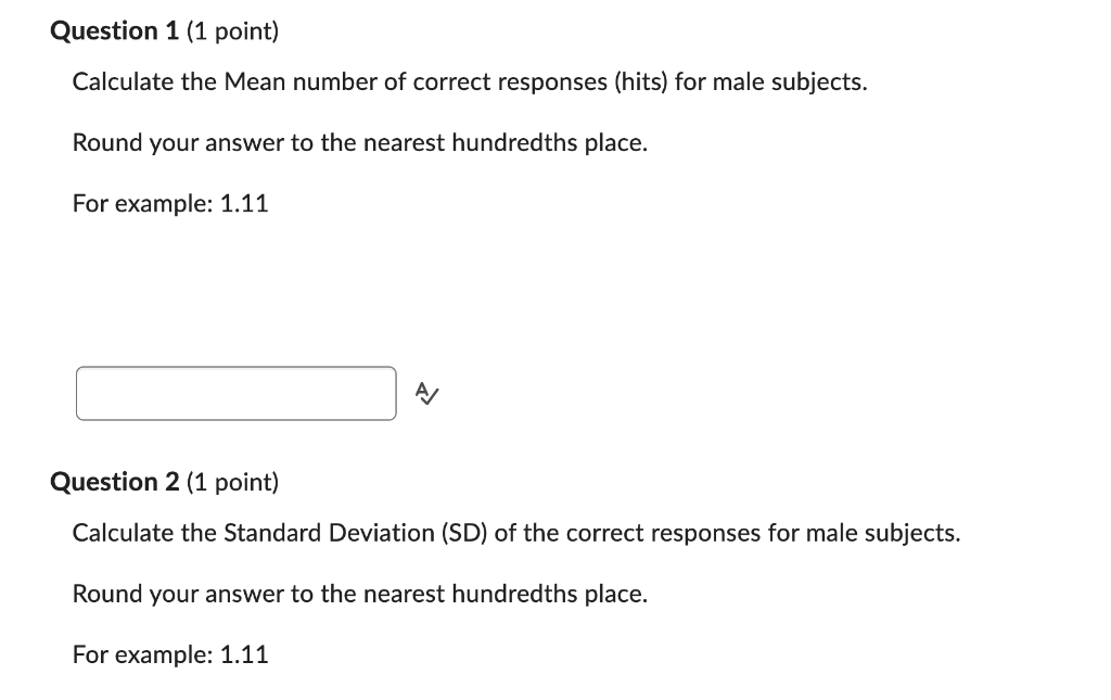 Solved Question 2 (1 point) Calculate the Standard Deviation | Chegg.com