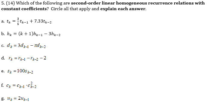 Solved 5. (14) Which of the following are second-order | Chegg.com