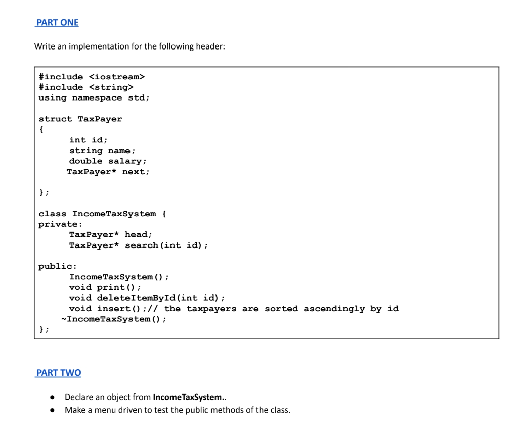 Solved Write an implementation for the following header: | Chegg.com