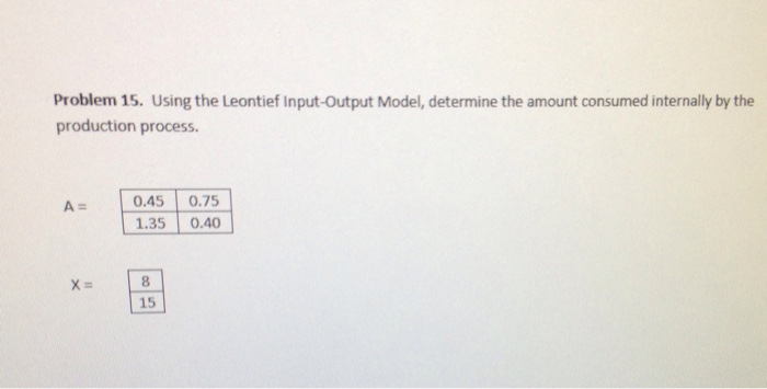 Solved Problem 15 Using The Leontief Input Output Model 