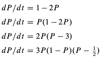 Solved dP/dt = 1-2P dP/dt = P(1-2P) dP/dt = 2P(P − 3) dP/dt | Chegg.com