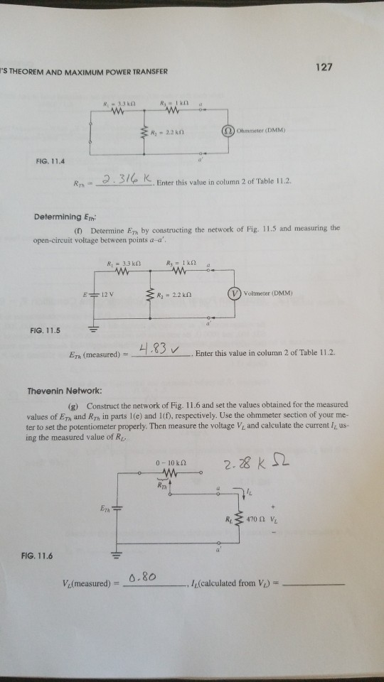 Solved EVENIN'S THEOREM AND MAXIMUM POWER TRANSFER 125 | Chegg.com